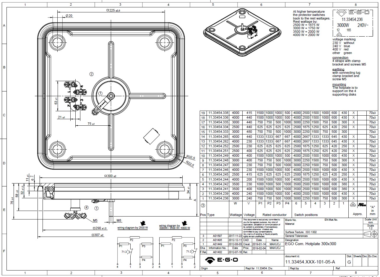 EGO Hotplate Wiring Diagram - Reliable Heaters & Electricals